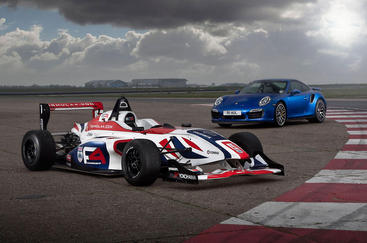 Opposites attack: Porsche 911 Turbo S vs F4 race car