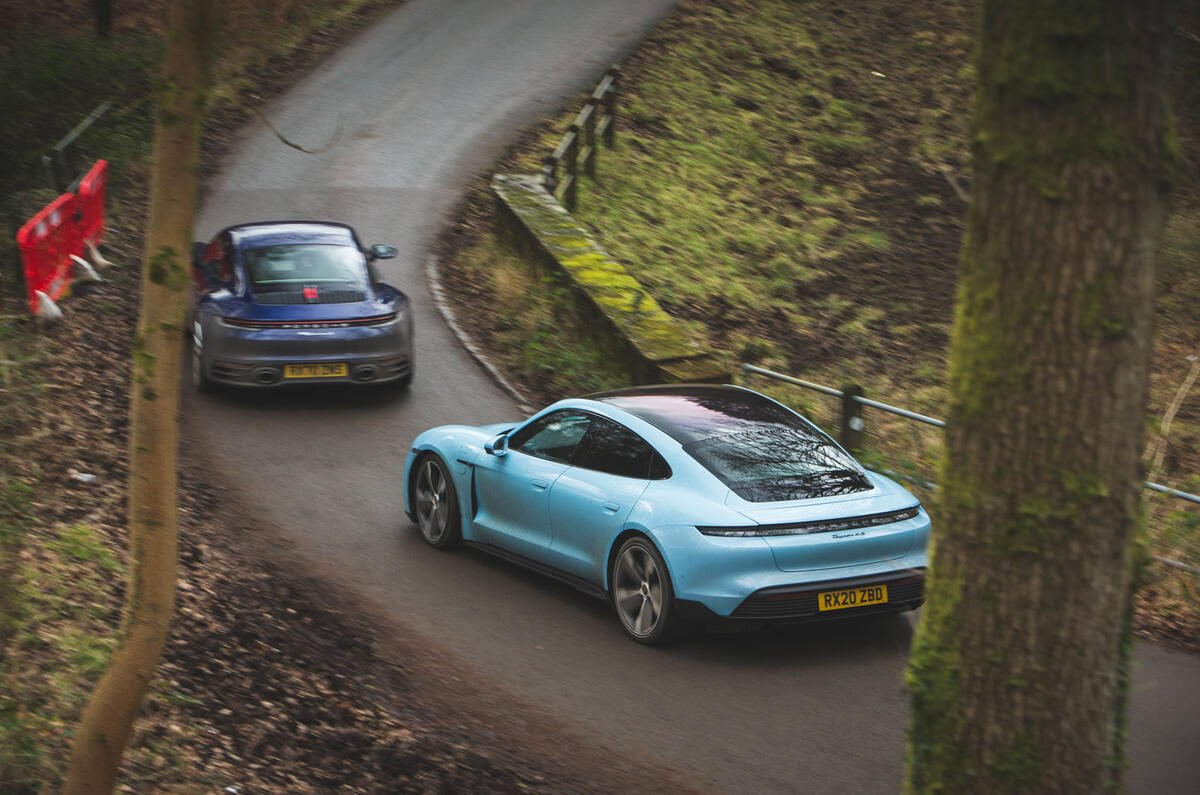 Analogue vs digital: Porsche Taycan meets manual 911 | Autocar