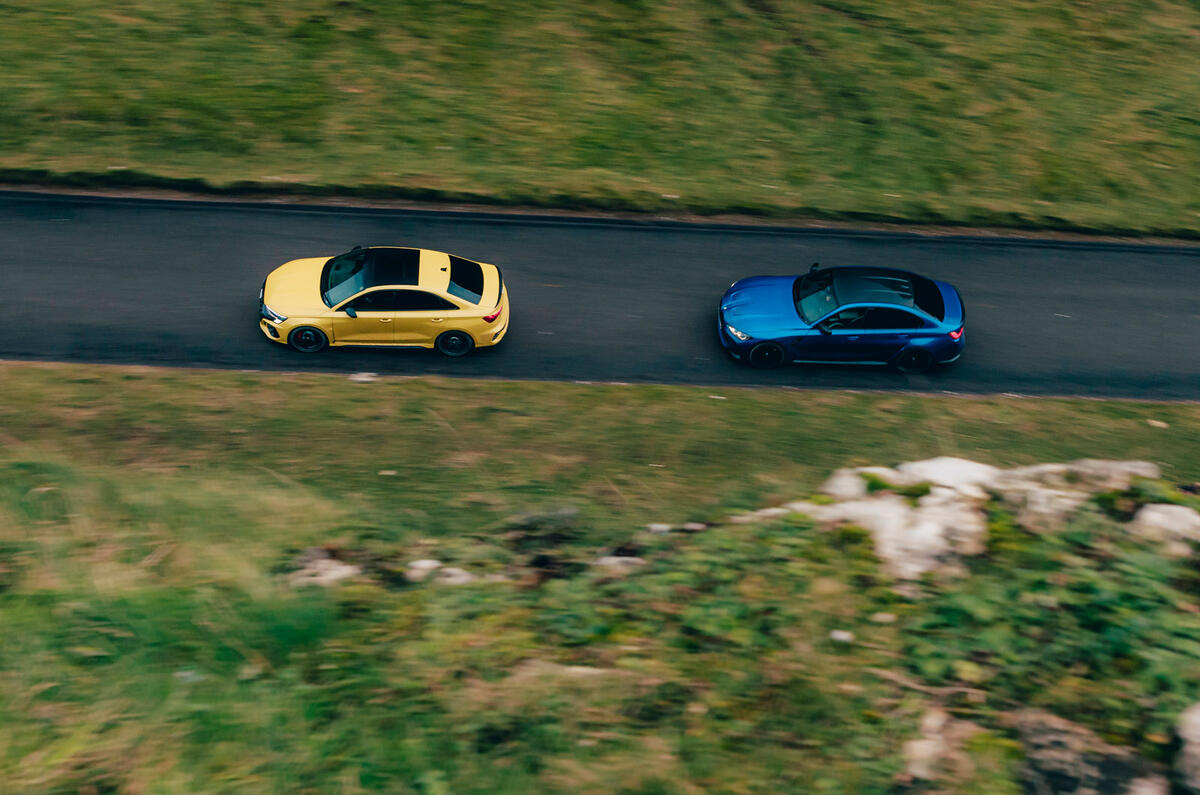 BMW M3 vs Audi RS3: 4WD sports saloons face off | Autocar
