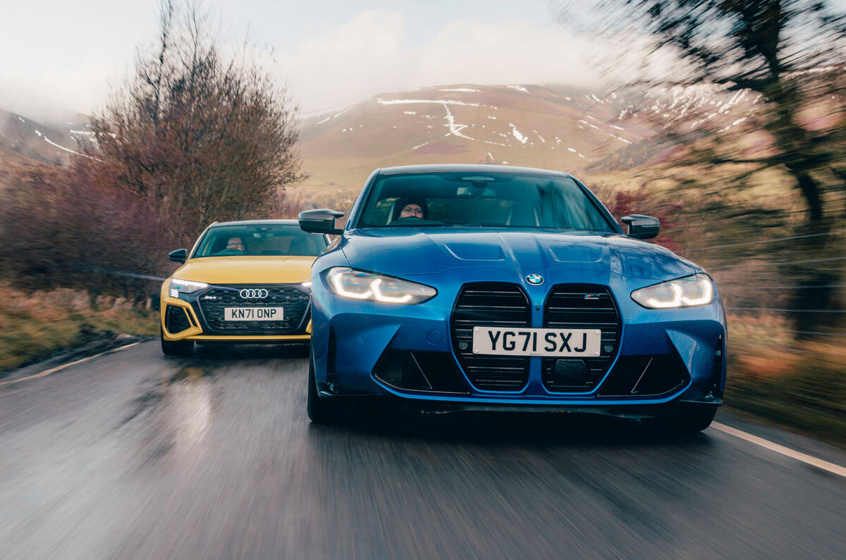 BMW M3 vs Audi RS3: 4WD sports saloons face off | Autocar