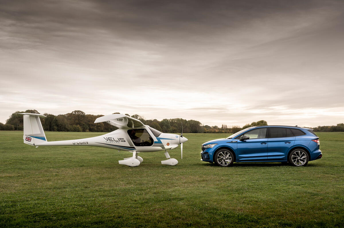 Sparks fly: Skoda Enyaq iV meets electric plane | Autocar