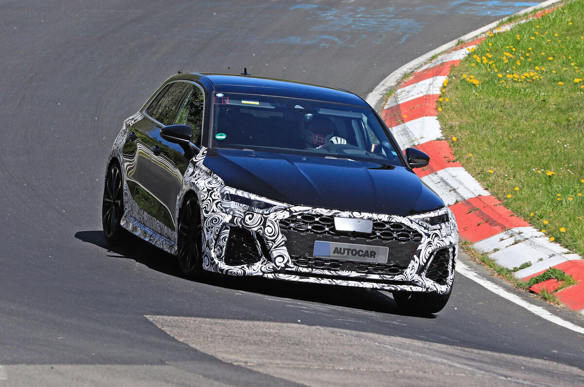 New Audi RS3 saloon: 394bhp AMG A45 rival drops disguise | Autocar