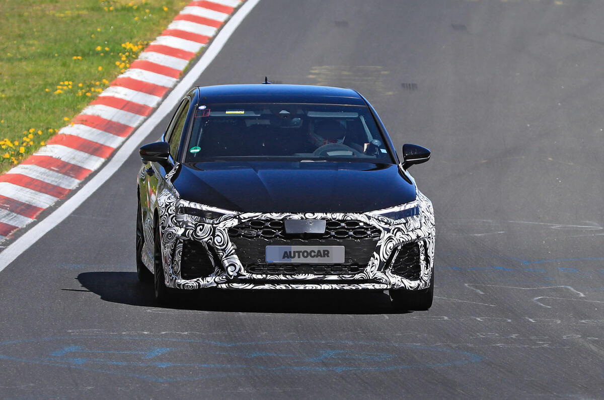 New Audi RS3 saloon: 394bhp AMG A45 rival drops disguise | Autocar