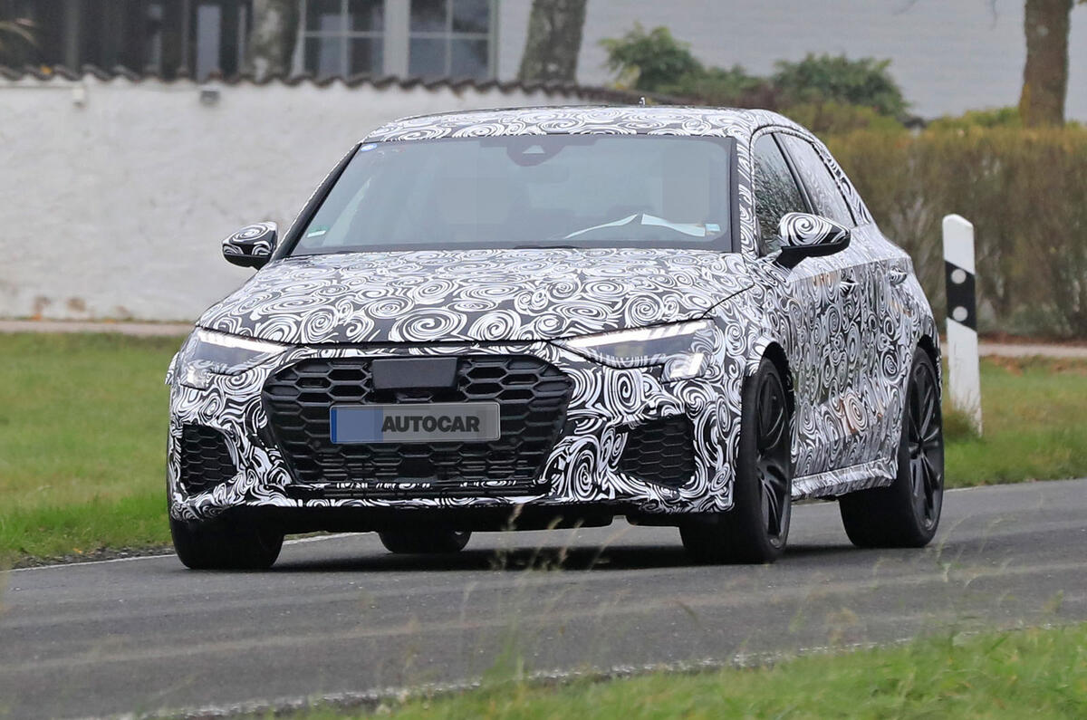 New Audi RS3 saloon: 394bhp AMG A45 rival drops disguise | Autocar