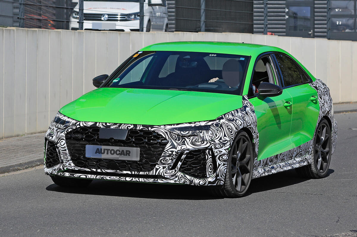 New Audi RS3 saloon: 394bhp AMG A45 rival drops disguise | Autocar