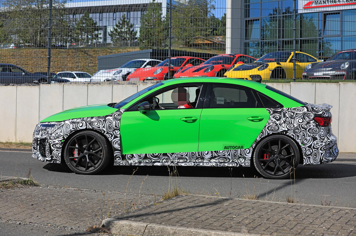 New Audi RS3 saloon: 394bhp AMG A45 rival drops disguise | Autocar