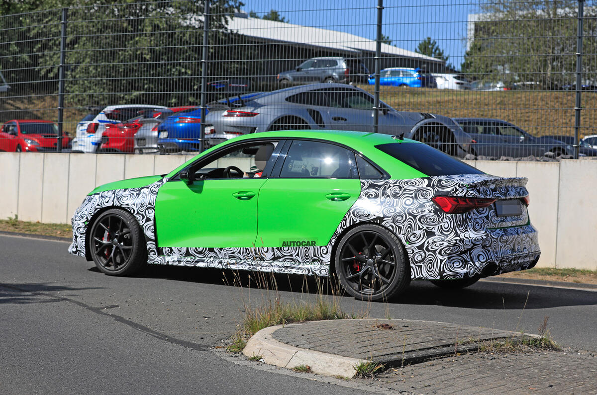 New Audi RS3 saloon: 394bhp AMG A45 rival drops disguise | Autocar