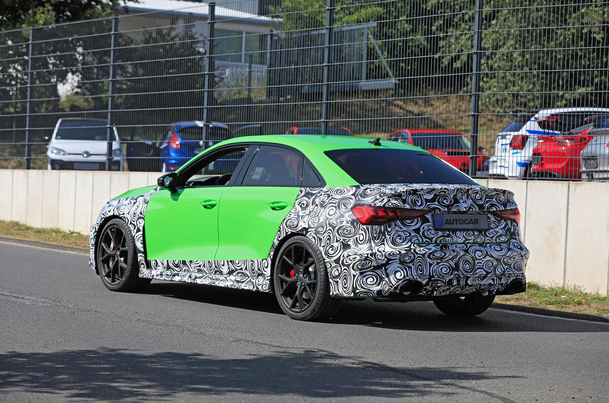 New Audi RS3 saloon: 394bhp AMG A45 rival drops disguise | Autocar
