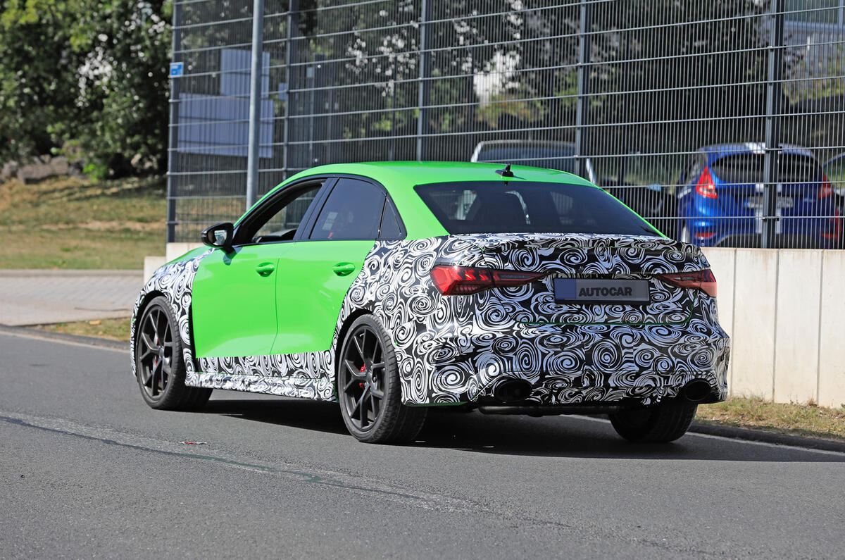 New Audi RS3 saloon: 394bhp AMG A45 rival drops disguise | Autocar