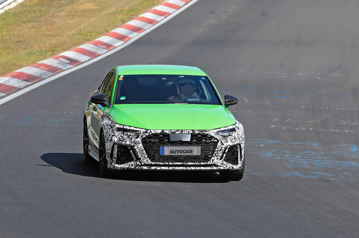 New Audi RS3 saloon: 394bhp AMG A45 rival drops disguise | Autocar