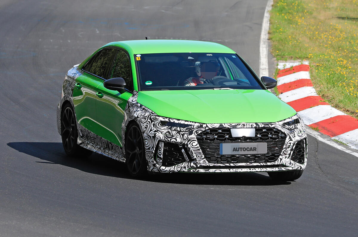 New Audi RS3 saloon: 394bhp AMG A45 rival drops disguise | Autocar