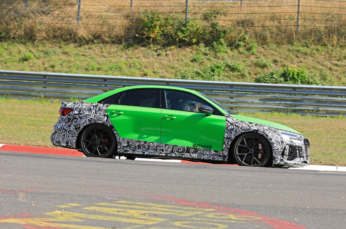 New Audi RS3 saloon: 394bhp AMG A45 rival drops disguise | Autocar