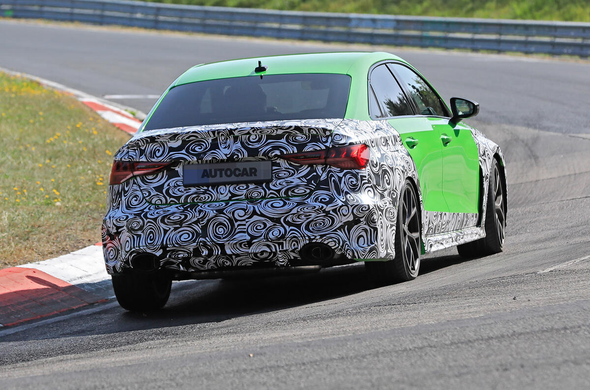 New Audi RS3 saloon: 394bhp AMG A45 rival drops disguise | Autocar