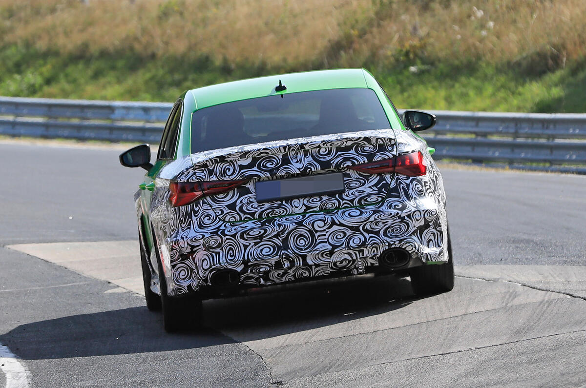 New Audi RS3 saloon: 394bhp AMG A45 rival drops disguise | Autocar