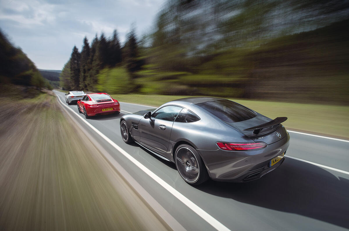 Mercedes-AMG GT S vs Porsche 911 GTS and Jaguar F-Type R | Autocar