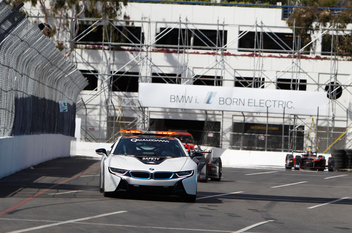 Formula E's BMW i8 safety car driven on track | Autocar