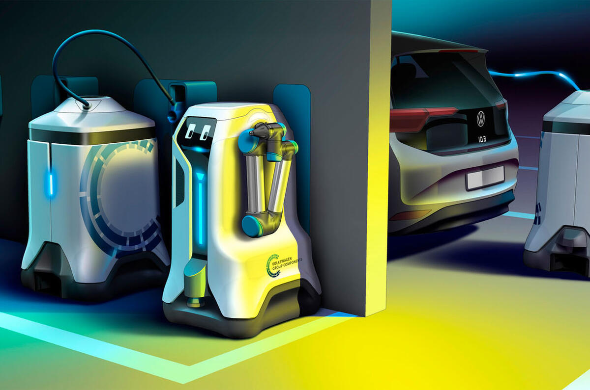 Volkswagen mobile robot revolutionises electric car charging | Autocar