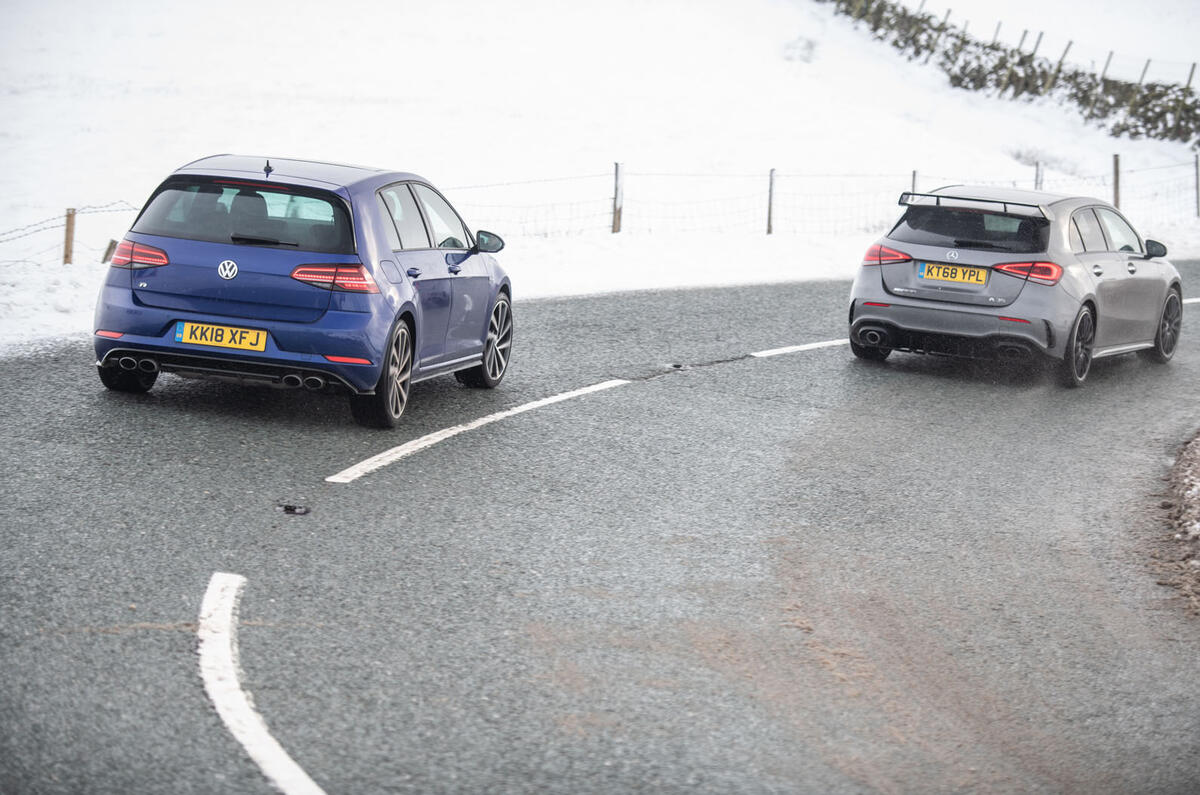 Hot hatchback twin test: Mercedes-AMG A35 vs Volkswagen Golf R | Autocar