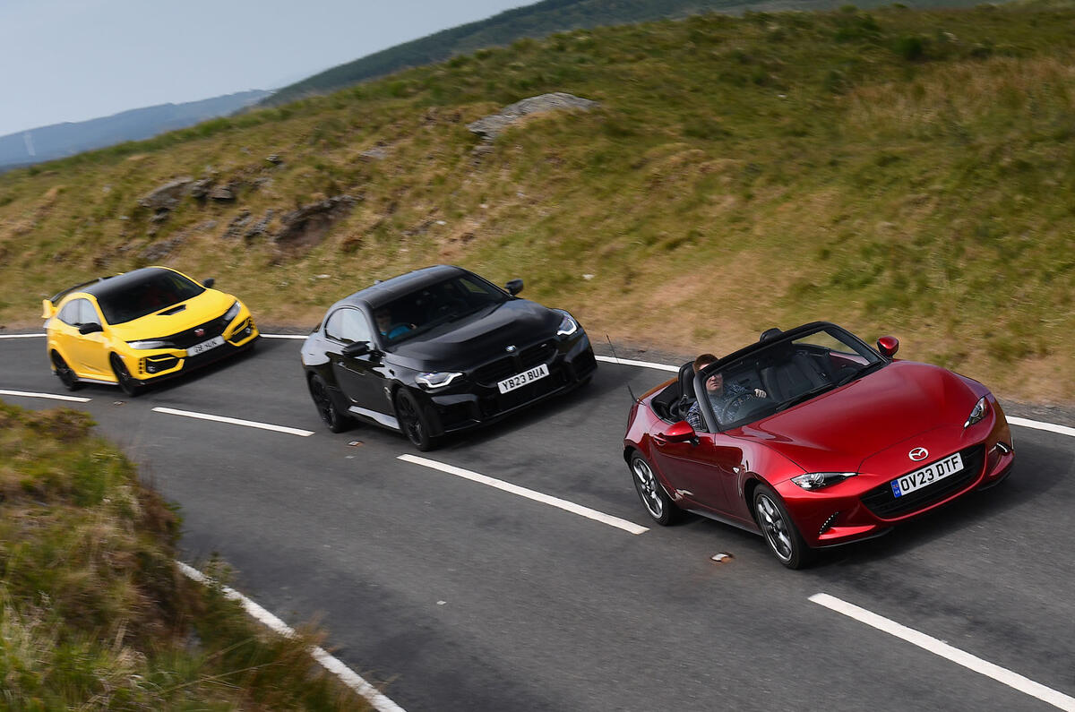 Manual showdown: BMW M2 vs Honda Civic Type R vs Mazda MX-5 | Autocar
