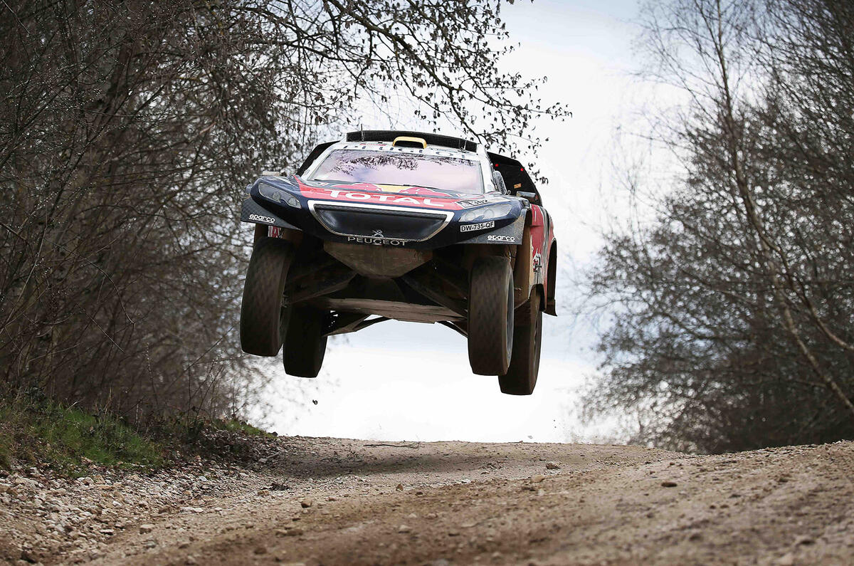 Lift-off in the Peugeot 2008 DKR with Mr Dakar, Stéphane Peterhansel ...