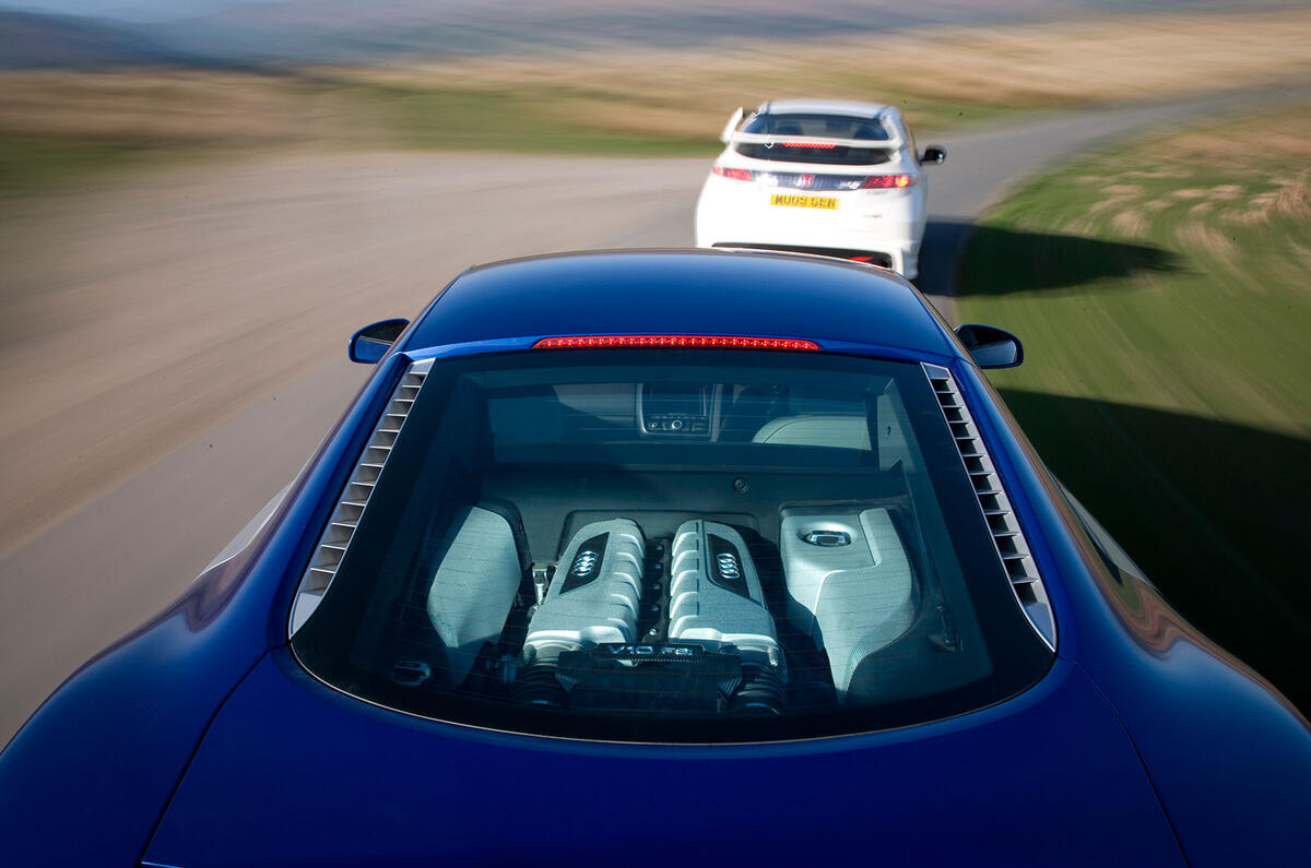Honda Civic Type R Mk3 Mugen versus Audi R8 V10 | Autocar