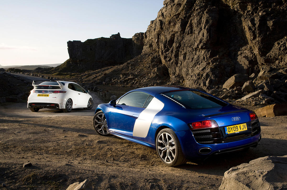 Honda Civic Type R Mk3 Mugen versus Audi R8 V10 | Autocar