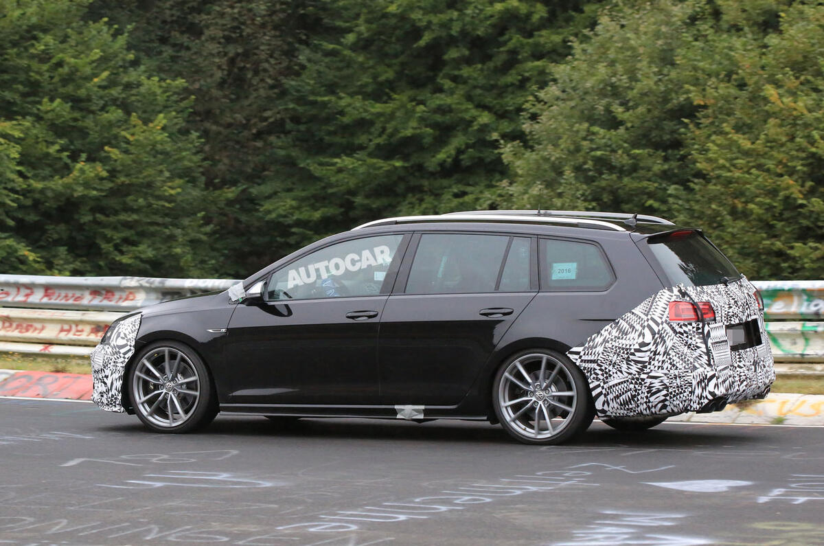 2017 Volkswagen Golf R facelift spotted in estate form at 'Ring | Autocar