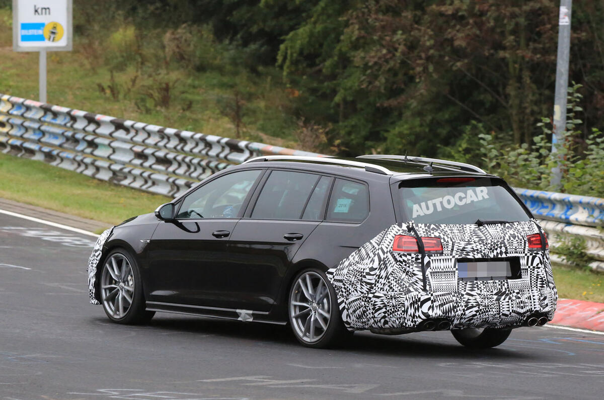 2017 Volkswagen Golf R facelift spotted in estate form at 'Ring | Autocar