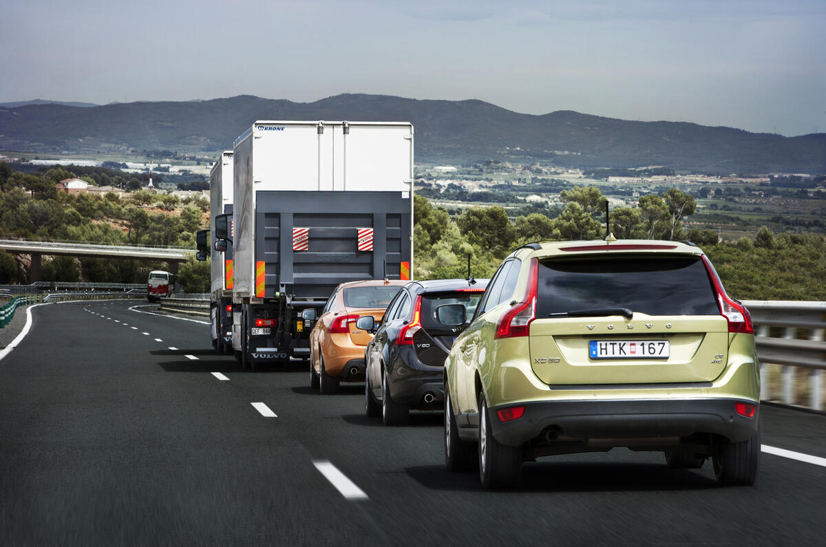 Volvo road train hits the public motorway | Autocar